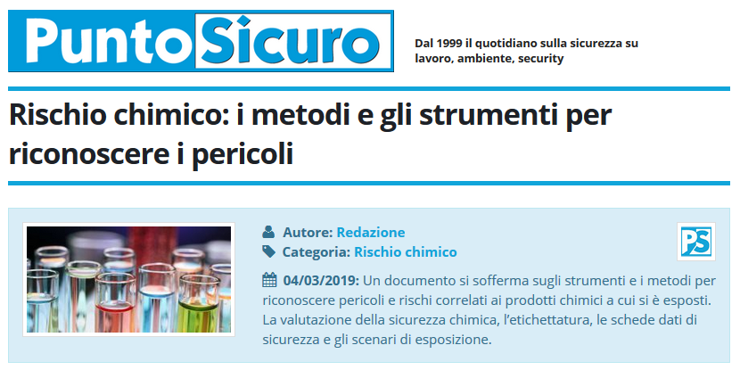 RISCHIO CHIMICO: I METODI E GLI STRUMENTI PER RICONOSCERE I PERICOLI ...