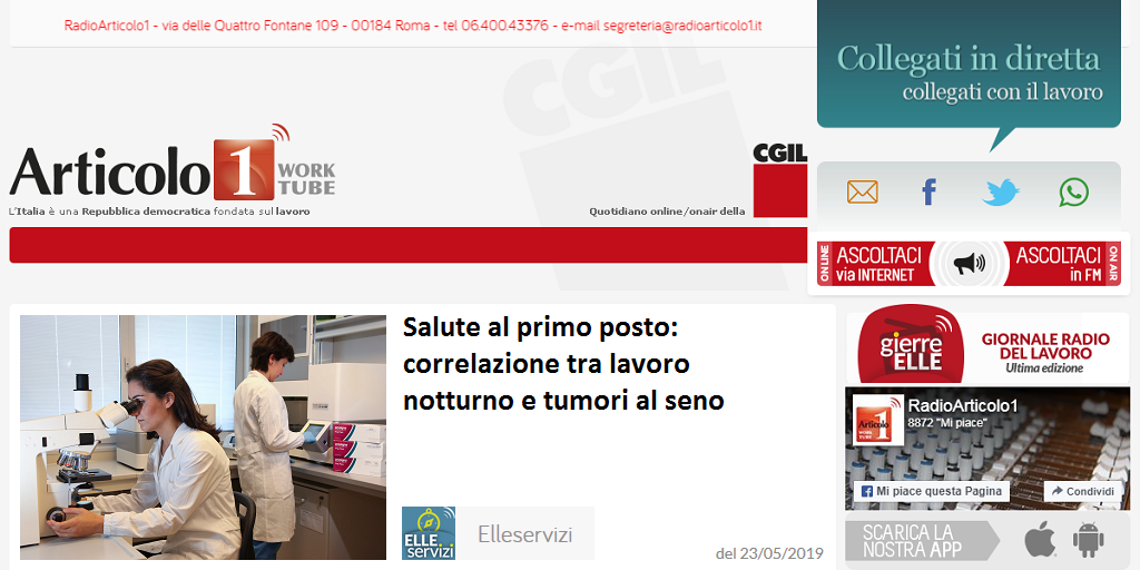 Radioarticolo1 - Salute al primo posto: correlazione tra lavoro ...