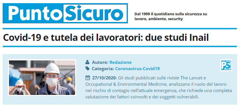 COVID-19 E TUTELA DEI LAVORATORI: DUE STUDI INAIL - CGIL Modena