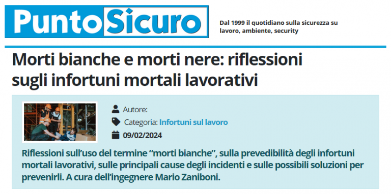 MORTI BIANCHE E MORTI NERE: RIFLESSIONI SUGLI INFORTUNI MORTALI ...