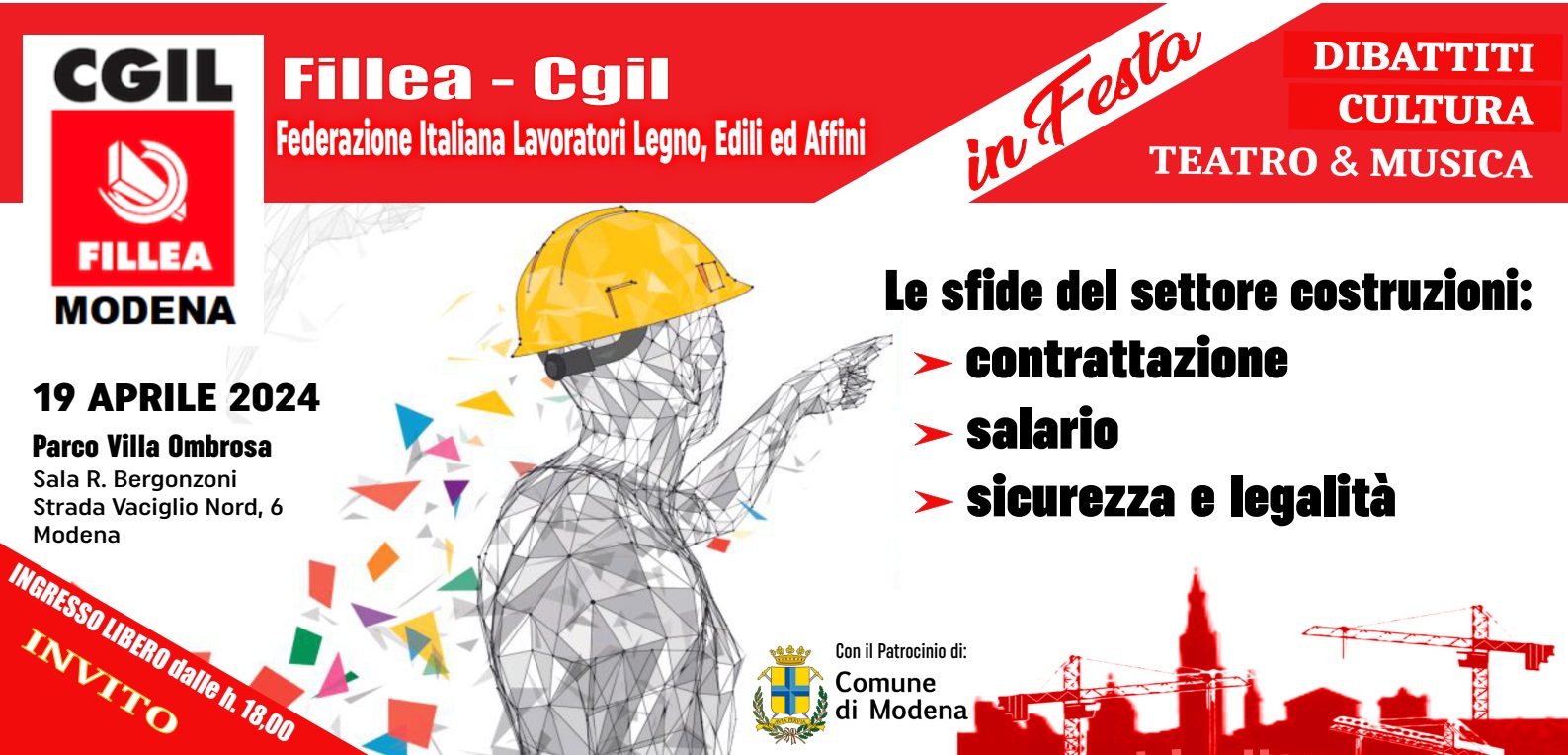 FILLEA CGIL IN FESTA IL 19 APRILE AL PARCO DI VILLA OMBROSA A MODENA ...