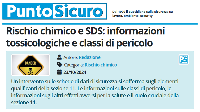 RISCHIO CHIMICO E SCHEDA DEI DATI DI SICUREZZA (SDS): INFORMAZIONI ...