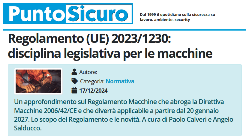 REGOLAMENTO (UE) 2023/1230: DISCIPLINA LEGISLATIVA PER LE MACCHINE - CGIL Modena