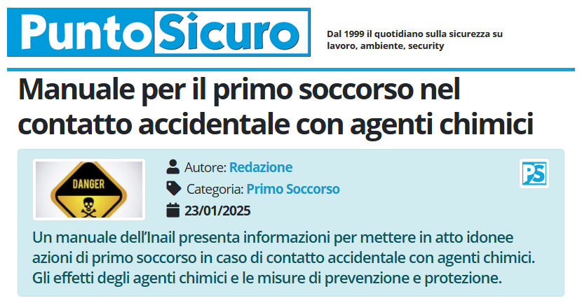 MANUALE PER IL PRIMO SOCCORSO NEL CONTATTO ACCIDENTALE CON AGENTI ...