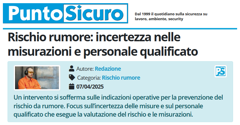 RISCHIO RUMORE: INCERTEZZA NELLE MISURAZIONI E PERSONALE QUALIFICATO ...