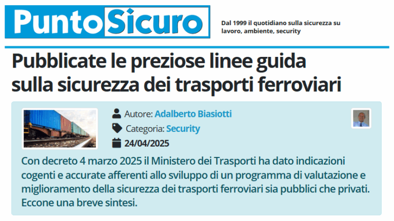 PuntoSicuro - Pubblicate le preziose linee guida sulla sicurezza dei ... PuntoSicuro - Pubblicate le preziose linee guida sulla sicurezza dei ...