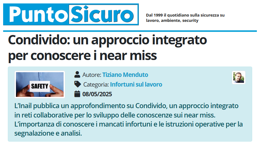 CONDIVIDO: UN APPROCCIO INTEGRATO PER CONOSCERE I NEAR MISS - CGIL Modena